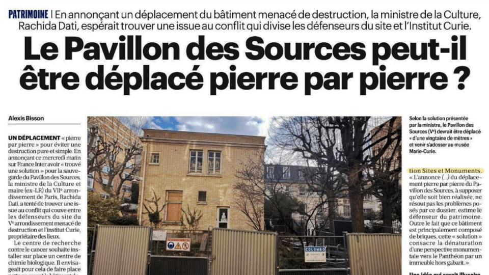 Paris - Devenir du pavillon des sources - Sites & Monuments